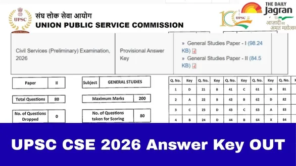 UPSC Prelims 2026 Answer Key: UPSC Releases GS, CSAT Provisional Key ...
