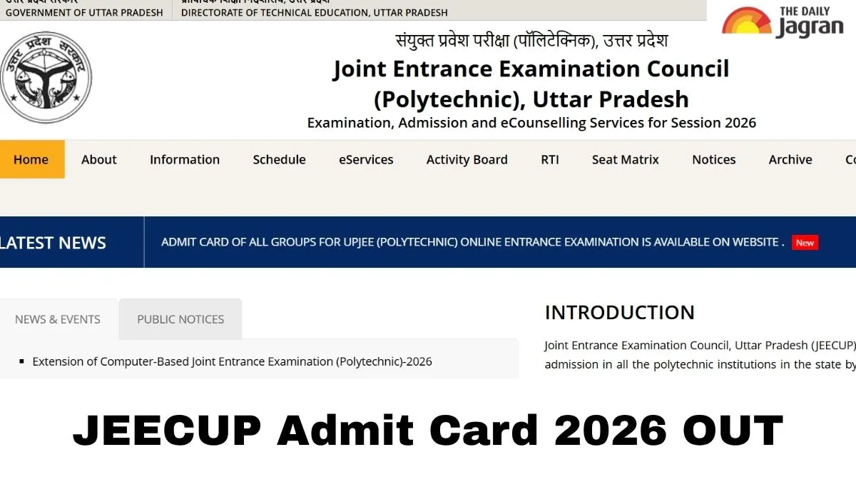 JEECUP Admit Card 2026 Out: JEECUP Releases Hall Ticket For UP ...