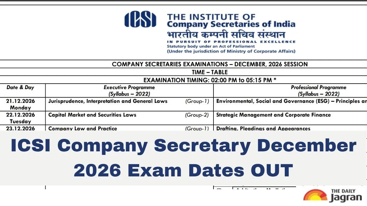 ICSI Releases CS December 2026 Exam Schedule At icsi.edu; Check ...