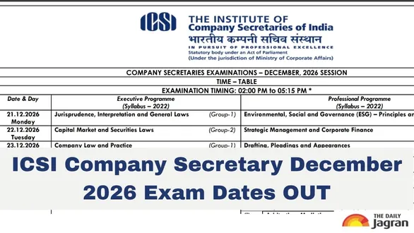 ICSI Releases CS December 2026 Exam Schedule At icsi.edu; Check ...
